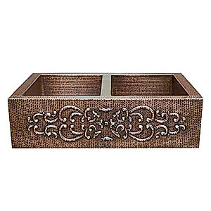 Copper Farmhouse Kitchen Sink 50/50 with Design