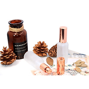 6 Pack 2 Oz Frosted Glass Spray Bottles with Fine Mist Atomizer,Rose-Golden Pump Cap,Empty Protable Travel Liquid Holder Containers for Perfume,Essential Oils-Stickers,Pipette&Funnel Included