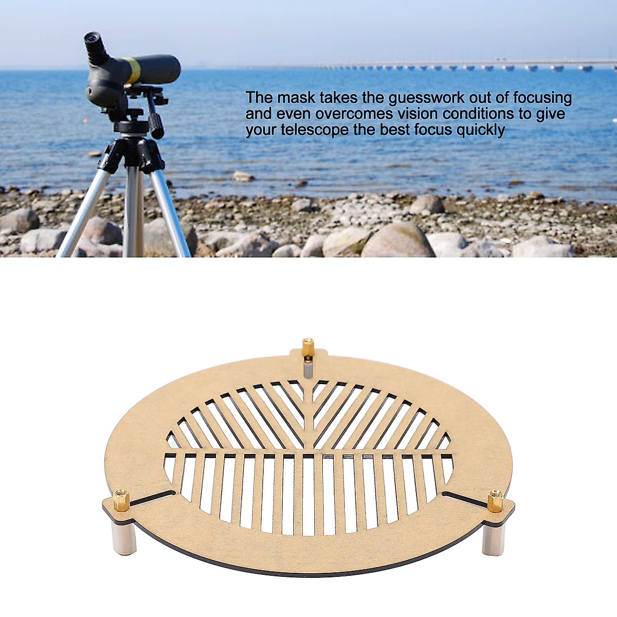 Bahtinov Mask for Telescopes, Acrylic Focus Mask 100-140mm with 3 Metal Posts, Lightweight Design, Fits All Telescopes, Provides Best Focus