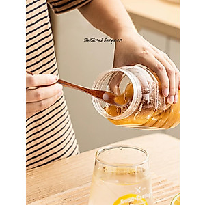 Handmade Natural Wooden Mixing Spoons for Milk Honey 8'' Long Handle Teaspoon Coffee Spoon Stir Stick Set of 3