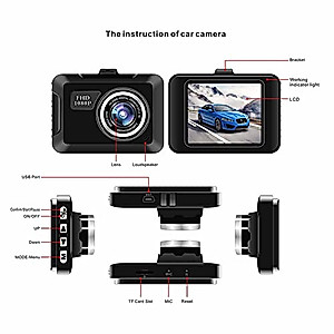 Yanvan Dash Camera for Cars, FHD 720P 2.0 Inch Mini Screen Car Dash Camera,Wide Angle Dashboard Camera Recorder with Night Vision,Loop Recording,Parking Monitor,Motion Detection