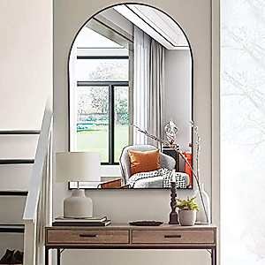 COFENY Arched Mirror, 20"x28" Black Bathroom Mirror with Metal Frame, Wall Mounted Mirrors Decor Modern Dresser Mirror for Bedroom Living Room Entryway