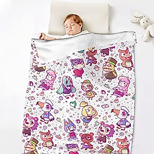 Animal - Cro-ssing Fleece Blanket - All Season 300GSM Lightweight Plush Fuzzy Cozy Soft Flannel Throw Blanket for Bed Sofa Couch Travel Camping 30x50 inches