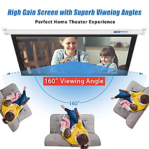 LopBast Screen 100INCH Manual Pull Down White Projector Screen 16:9 1.2 Gain Retractable Auto-Locking 4K 8K 3D Ultra HD for Home Theater Movie Office Game Projection Screen with Slow Retract Mechanism