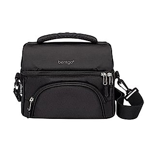 Bentgo® Deluxe Lunch Bag - Durable and Insulated Lunch Tote with Zippered Outer Pocket, Internal Mesh Pocket, Padded & Adjustable Straps, & 2-Way Zippers - Fits Most Lunch Boxes (Carbon Black)