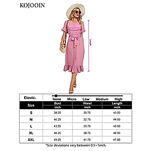 KOJOOIN Women's Button Down Midi Shirt Dress Summer Short Sleeve Tie Waist Split Business Casual Work Long Maxi Dress Dusty Pink XL
