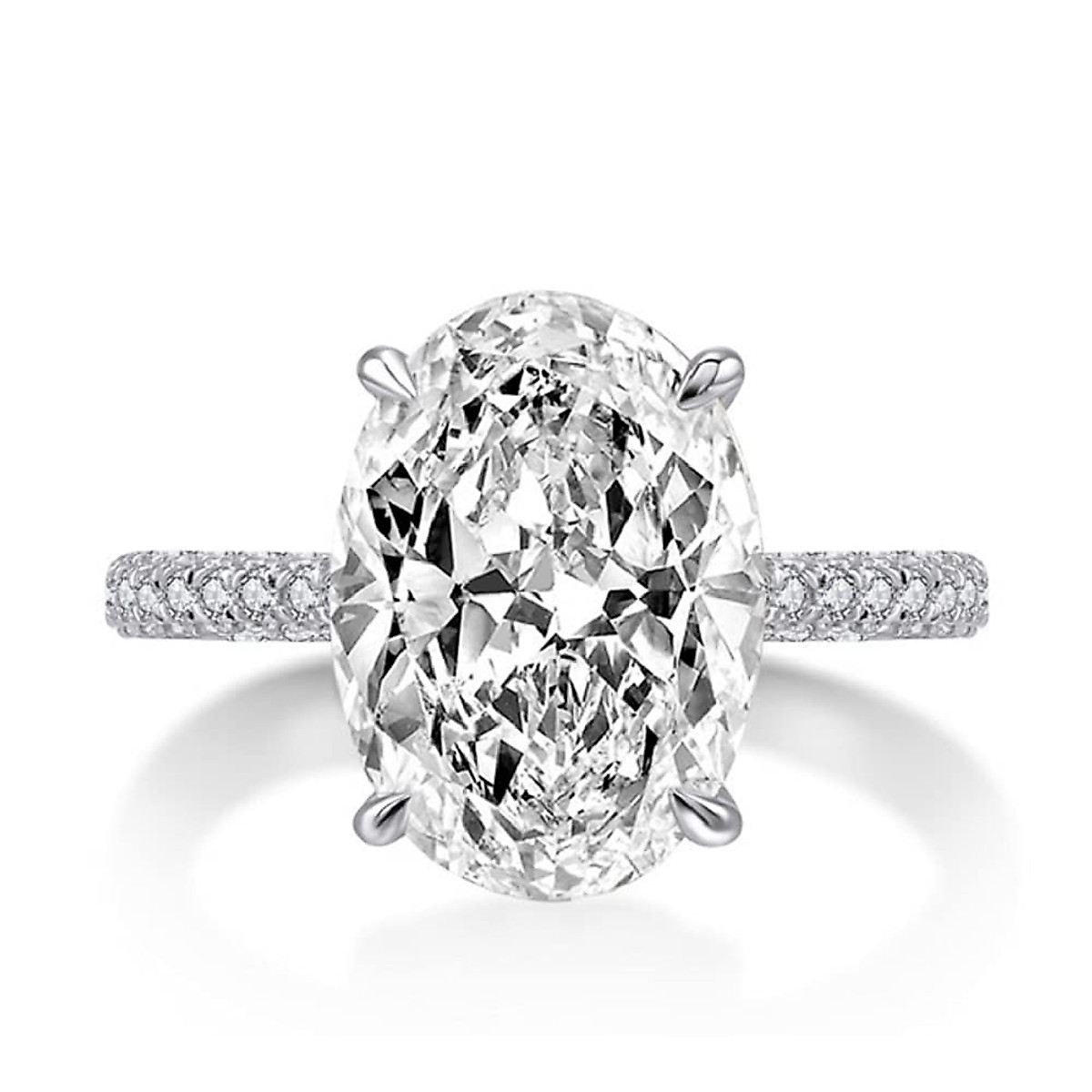 Duan Classic Promise Ring 925 Sterling Silver Oval Cut 3ct AAAAA Zircon Cubic Zirconia Promise Engagement Wedding Band Rings Size 6-10 (US Code 7)