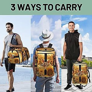 Animal Cute Pig in Sunflowers（04） Gym Duffle Bag for Traveling Sports Tote Gym Bag with Shoes Compartment Water-resistant Workout Bag Weekender Bag Backpack for Men Women