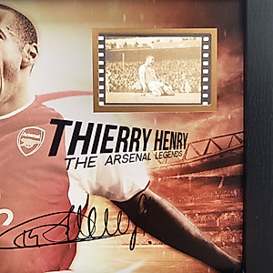 ORIMAMI Signed Soccer Thierry Henry Photo Desktop Framed Poster 8x6 Inches,with 1x35mm Film Mini Cell Display,Gifts for Arsena l Fans