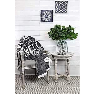 Decorae Healing Thoughts Blanket, Get Well Sherpa Fleece Throw, 5 x 4 Foot, Gray & White