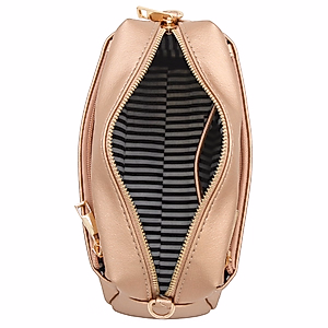 FashionPuzzle Triple Zip Small Crossbody Bag (Rose Gold)