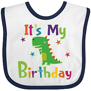 inktastic Dinosaur Birthday Party Outfit Baby Bib White and Navy 39548