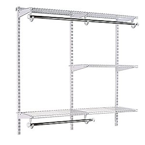 Rubbermaid Configurations 4-8 Feet Expandable Hanging and Shelf Space Custom DIY Closet Organizer Kit, White