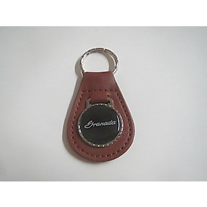 1975 1976 1977 1978 1979 1980 1981 1982 GRANADA SCRIPT LOGO LEATHER KEYCHAIN - BROWN
