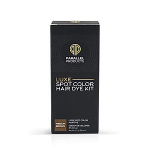 Parallel Products - Luxe Color (Medium Brown) - Cream Hair Dye - 25mL - Tint for Professional Spot Coloring - With Cream Developer, Mixing Dish and Application Brush - Covers Grey Hair - Root Touch Up