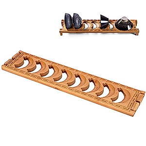 VTOSEN Natural Bamboo Teacup Holder Shelf Tea Cup Draining Rack Organizer Tea Ceremony Accessories(Eight Compartment)