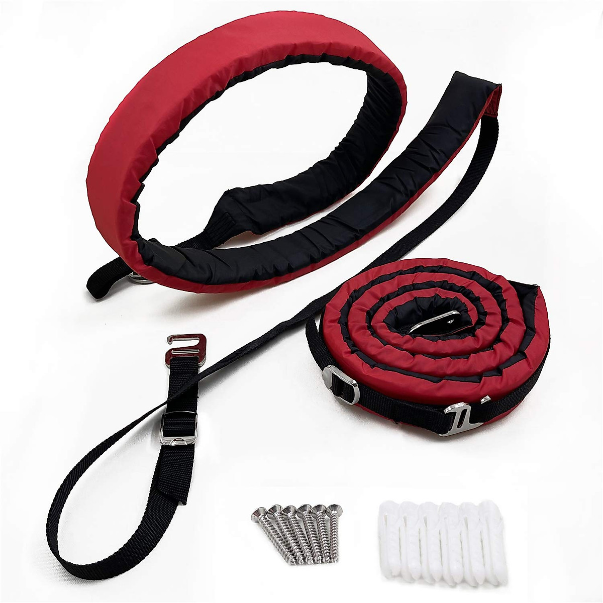 HongK- Red Kayak Surf Paddleboard Wall Padded Hanger Strap Storage Sling Kayak Hanger Heavy-Duty Hanger Garage Hanger [P/N: KAYAK-W05-BK+RED]