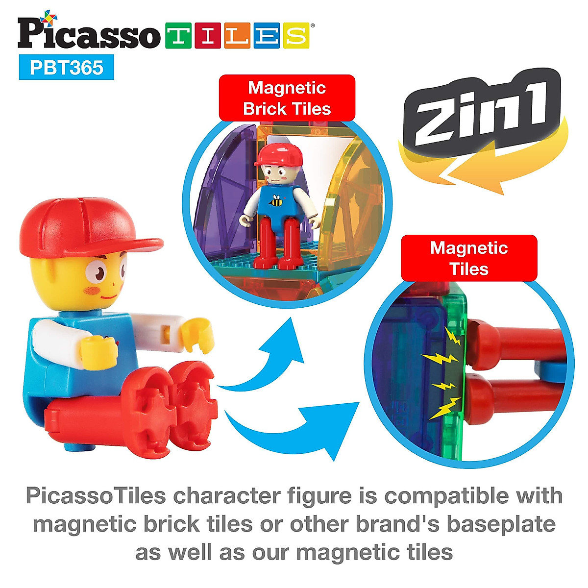 PicassoTiles 316 PCs Activity Table with Magnetic Tiles and Building Brick Blocks, Playset Table with Magnetic Action Figures & Storage Included, Can be Use as Water & Sand Tables STEM Toys Ages 3+