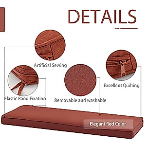 Patio Furniture Outdoor Bench Cushion Olefin Fabric Slipcover Sponge Foam 46.5” x 17.5” x 3” - Red Color