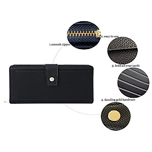 Fanaztee Women's Leather Organizer Wallets Clutch Purse with Checkbook and Cards Holder - 2 Styles