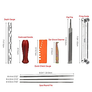 10pcs Chainsaw Sharpening File Kit - for Husqvarna Dewalt Stihl Craftsman Makita Texax Homelite Oregon Chainsaw Sharpener File Kit - Used for Poulan Chainsaw Part
