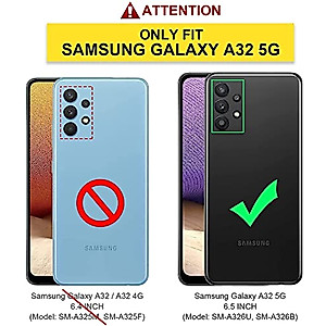 LeYi for Samsung Galaxy A32 5G Case: A32 5G Case with Slide Camera Cover + [2 Packs] Tempered Glass Screen Protector, 360 Full Body Military-Grade Case with Kickstand for A32 5G[Not Fit 4G], Black