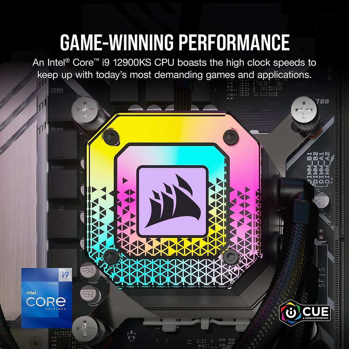 Corsair Vengeance i8100 Series Gaming PC - Liquid Cooled Intel® Core™ i9 12900KS CPU - NVIDIA® GeForce RTX™ 4090 GPU - 4TB M.2 SSD - 64GB Dominator Platinum RGB DDR5 Memory - Black