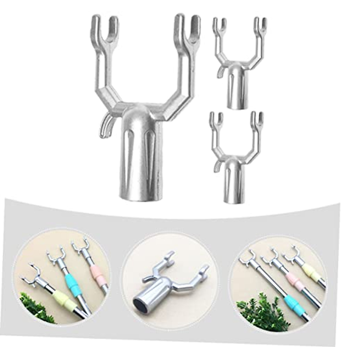 BUGUUYO 3pcs Clothes Rail Fork Drying Rack Clothing Drying Rack Clothes Curtain Hanger Garment Hook Pole Heads Reach Stick Pole Heads Clothesline Pole Head Clothes Fork Head Pole Parts