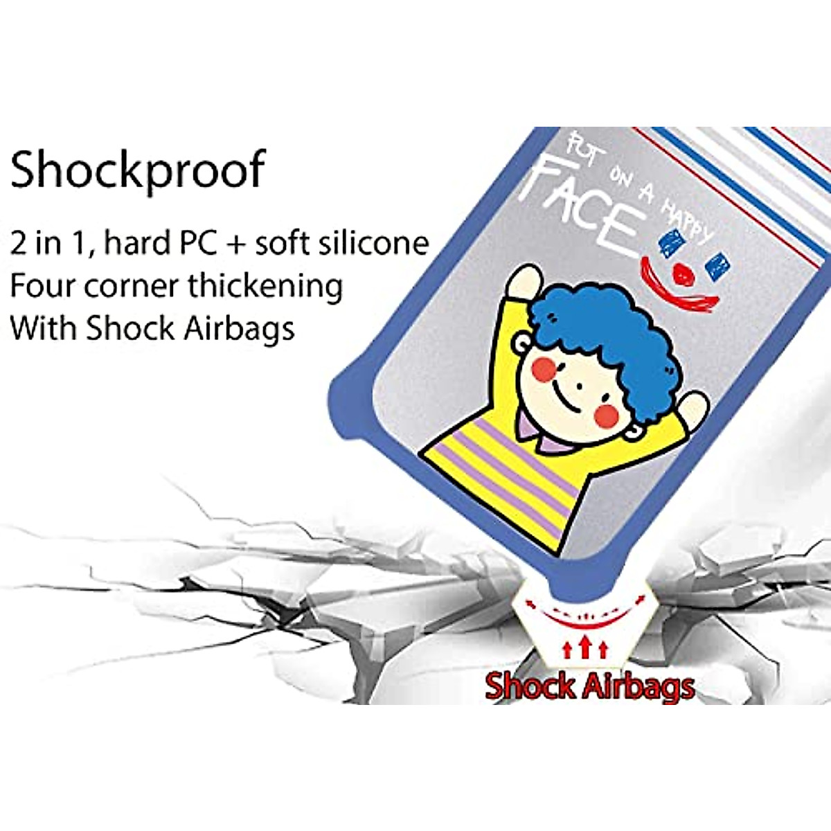 Aroepurt Case for Infinix Smart 6 Case Compatible with Infinix Smart 6 Phone Case Cover [with Tempered Glass Screen Protector][PC + TPU 2 in 1][Ring Support] [Silver Reflect Light] DYL-FACE