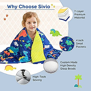 Sivio Weighted Blanket 5 lbs, Super Soft Crystal Velvet & Minky Dots Cartoon Patterns Reverise Heavy Throw, Heavy Blankets, 36 x 48 Inch Blue Dinosaur