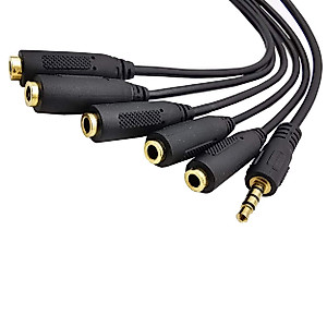 Traovien 3.5mm Splitter Cable, 3.5mm 1/8 inch 4-Pole TRRS Male to Female 1 to 5 Way Audio Stereo Splitter Extension Cable for Headset Audio Splitter (1Pcs)(3.5mm 4pole 1M/5FM)