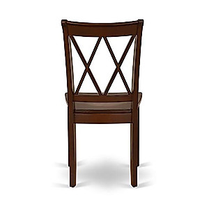 East West Furniture DMCL5-MAH-W 5 Piece Kitchen Table & Chairs Set Includes a Round Dining Table with Dropleaf and 4 Dining Room Chairs, 42x42 Inch, Mahogany