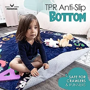 ABC Rug for Kids XL 6 ft, Toddlers and Baby - Use in Nursery and Classroom to learn the alphabet - Nursery Rug, Alphabet Rug, Kids Rugs for Playroom, Rugs for Classroom, Play Rug (Circle Blue)