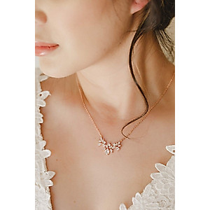 SWEETV Rose Gold Cubic Zirconia Wedding Bridal Backdrop Necklace for Brides, Crystal Dainty Back Necklace, Body Chain Jewelry for Women Prom