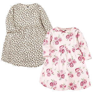 Hudson Baby Infant and Toddler Girl Cotton Dresses, Blush Rose Leopard, 4 Toddler