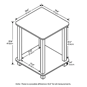 Furinno Simplistic Set of 2 End Table, 2-Pack, Amber Pine/Black