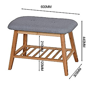 Bamboo Storage Bench Entryway Shoe Rack Natural 23.6x12x17.3''