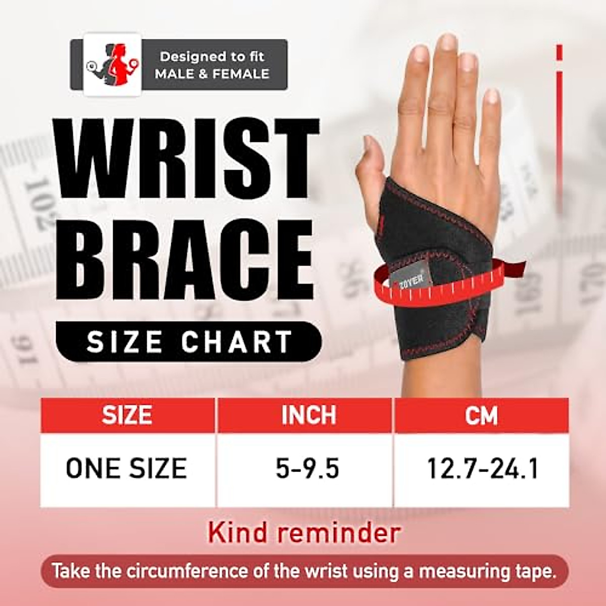 ZOYER Carpal Tunnel Wrist Brace Night Support, Breathable and Comfortable Wrist Compression Sleeve, Reversible Wrist Wrap for Tendonitis, Arthritis, Workout Wrist Support for Women and Men