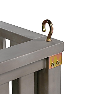 CKLMMC Minimalist 2-Person Acacia Wood Swing Bed, Patio Porch Swing with Ropes for Backyard Garden, Safe Sloped Design,Mattress, Cushions and Pillows not Included(Gray/Acacia)