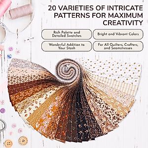 Tinyspool & Co. Jelly Roll Fabric Strips for Quilting, Crafting, and Sewing, 40 Strip Assorted Bundle, Soft Cotton for Blanket, Rug, Upholstery, Home Decor, and Purse Making, Fall Harvest