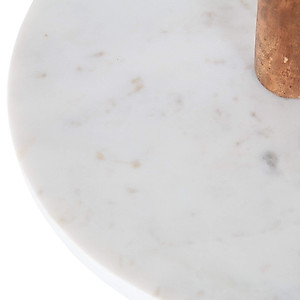 Kate and Laurel Praxis Modern 2-Tier Tray, 12 x 12 x 15, Natural Wood and White Marble, Decorative Farmhouse Serving Tray for Display