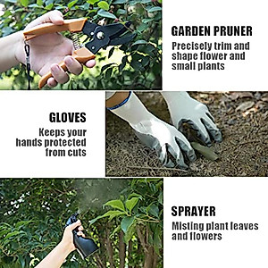 Garden Tool Set,9 Pcs Stainless Steel Gardening Tools with Weeder Cultivator Trowel Sprayer Gloves Storage Organizer,Ergonomic Soft Rubber Handle Garden Tools for Men Women Gift (premium garden tools)