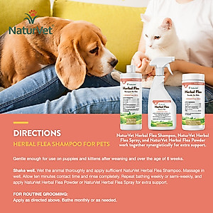 NaturVet Herbal Flea Pet Shampoo with Essential Oils – Helps Against Fleas, Insects – Deodorizing Dog Shampoo – Includes Rosemary, Cedarwood, Geranium, White Thyme Oils – 16 Oz.