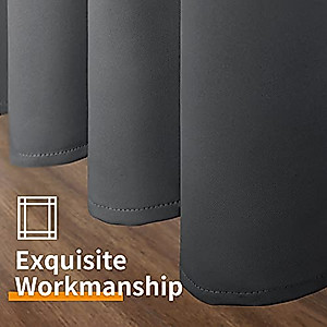 YoungsTex Blackout Curtains for Bedroom - Thermal Insulated Room Darkening Curtains Grommet Window Drapes for Living Room, 2 Panels, 42 x 63 Inch, Dark Grey