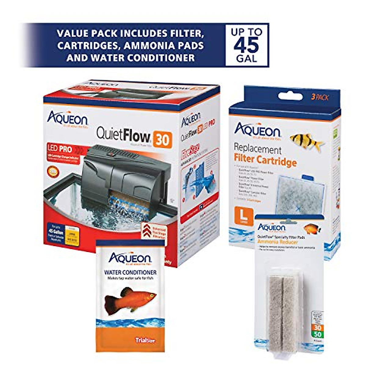 Aqueon Aquarium Filter Kit w/Media (4 Month Supply), Up to 45 Gallons
