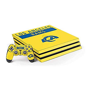 Skinit Decal Gaming Skin Compatible with PS4 Pro Console and Controller Bundle - Officially Licensed NFL Los Angeles Rams White Performance Series Design