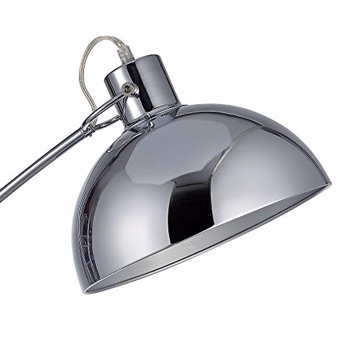 Versanora VN-L00024 Versa Nora-Arco 63" Metal Arc Floor Reading Lamp with Downlight Shade-Chrome Finish | Curved. Adjustable Neck | Contemporary Design for All Living Rooms and Bedrooms, Silver