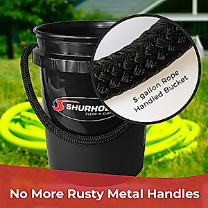 Shurhold 2452 Black 5 Gallon Bucket with Black Rope Handle
