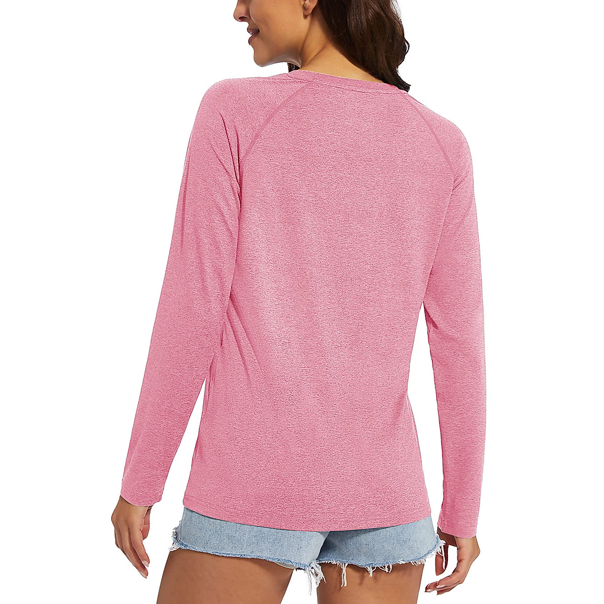 MAGCOMSEN T Shirts for Women Long Sleeve UV T Shirts Summer Running T Shirts Fishing Hiking T Shirts Quick Dry Workout Outdoor T Shirts Pink M