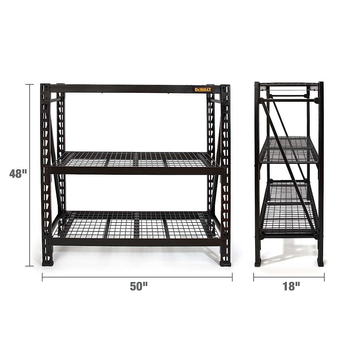 DEWALT 4-Foot Tall, 3 Shelf Steel Wire Deck Industrial Storage Rack, Adjustable for Custom Workshop/Garage Storage Solutions, Total Capacity: 4,500 lbs.